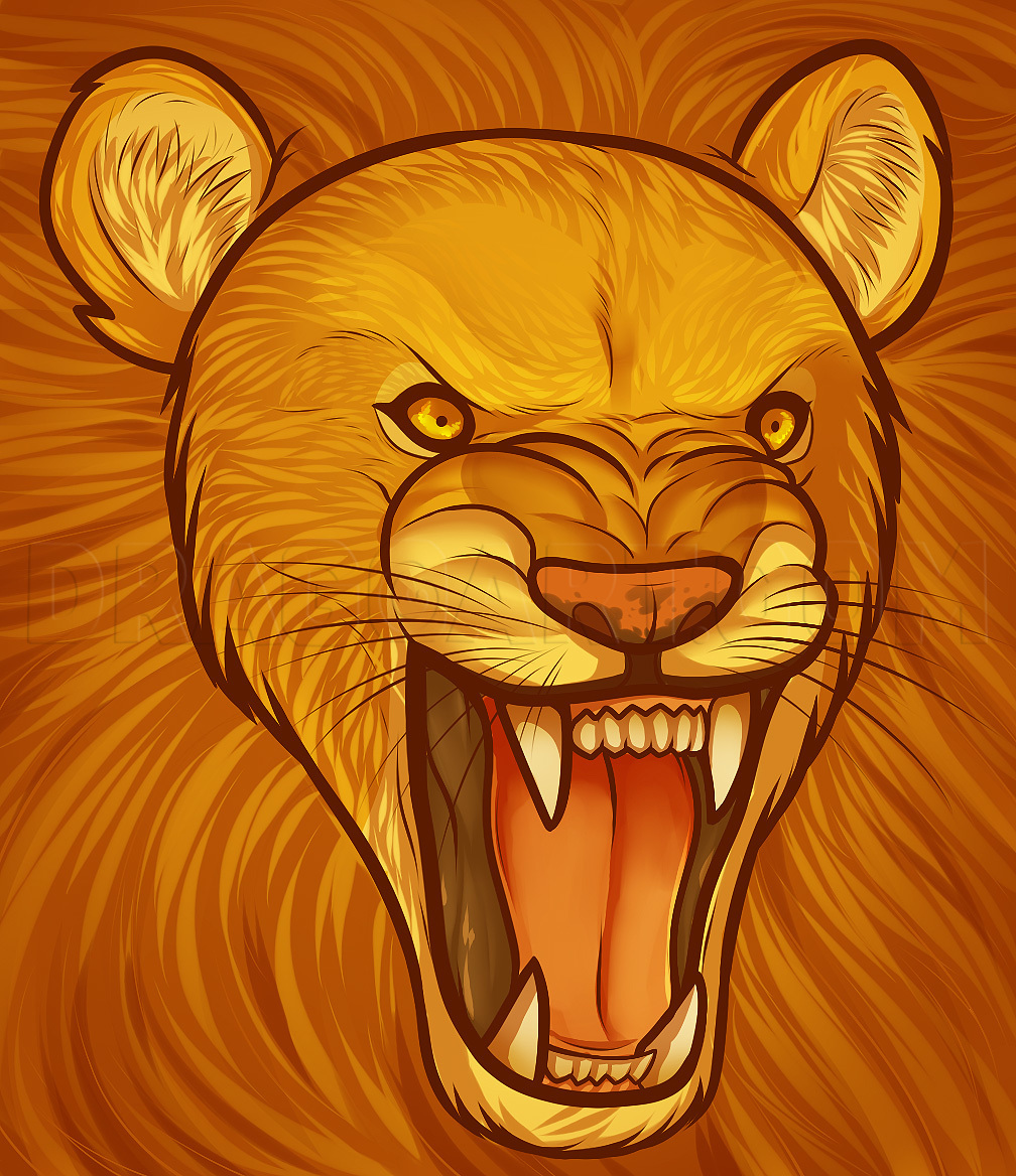 How To Draw A Lion Roaring Roaring Lion Step By Step Drawing Guide