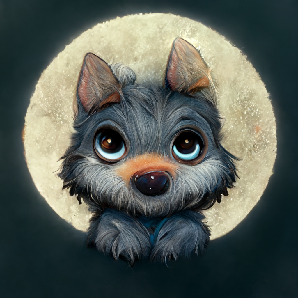 Moon Wolf Pup Digital Art Drawing by orbitmonk - DragoArt
