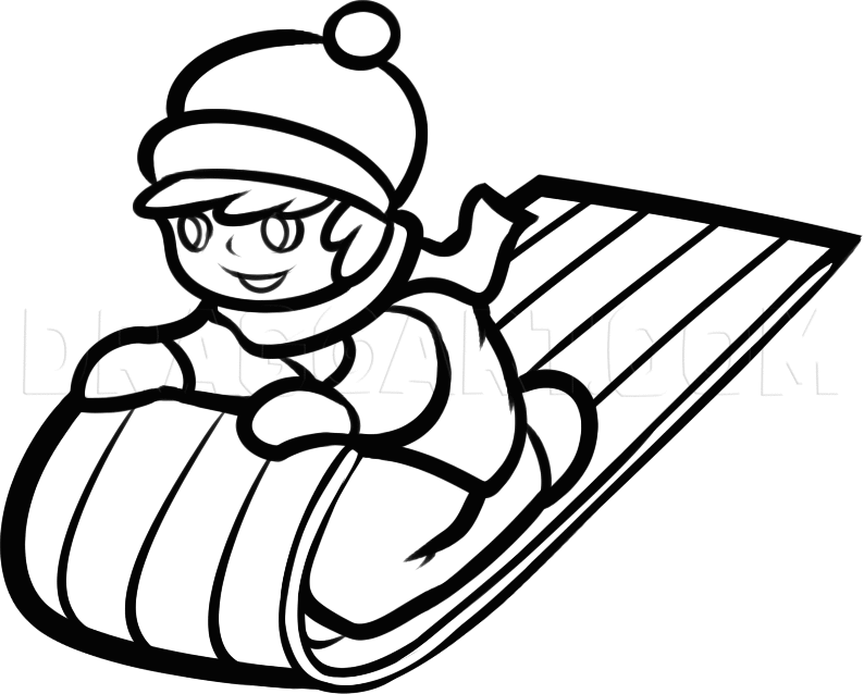 How To Draw A Snow Sled Coloring Page Trace Drawing