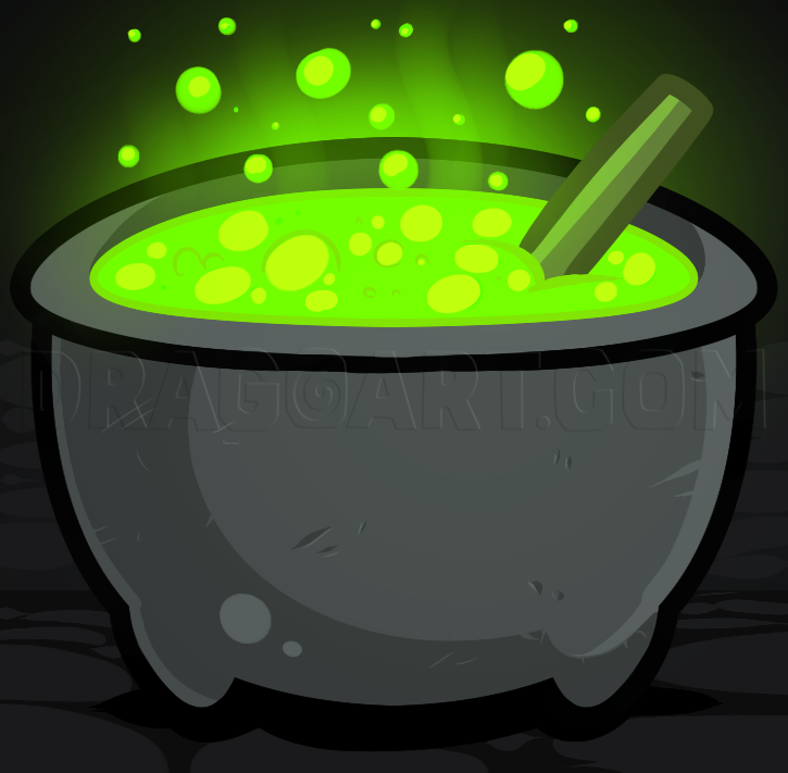 How To Draw A Cauldron, Halloween Cauldron, Step by Step, Drawing Guide ...