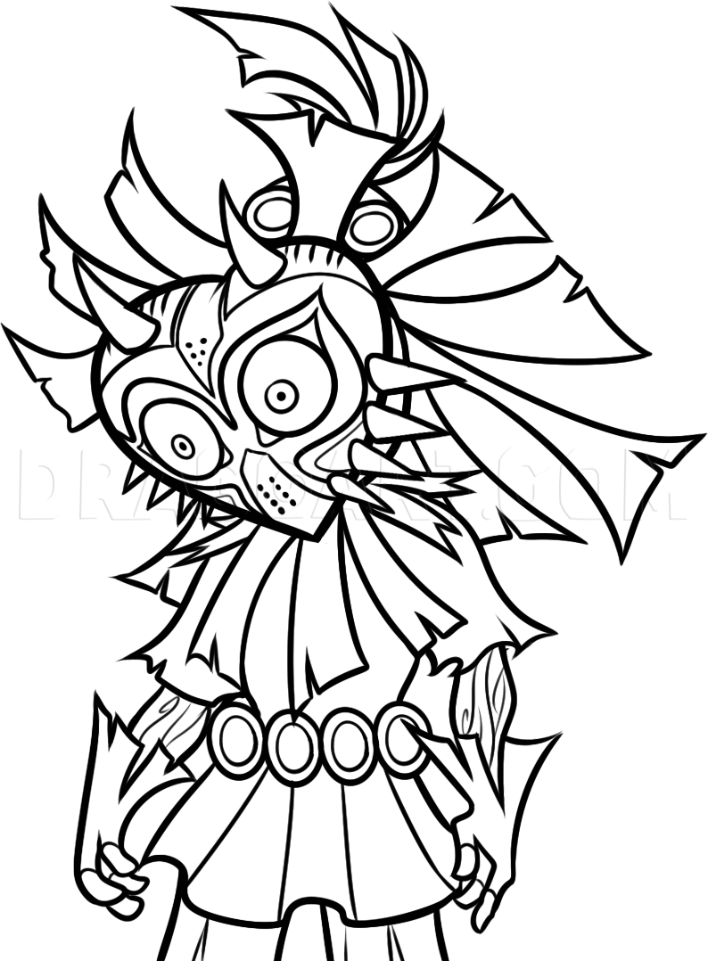 How To Draw Skull Kid Coloring Page Trace Drawing How To Draw Skull Kid Coloring Page Trace Drawing