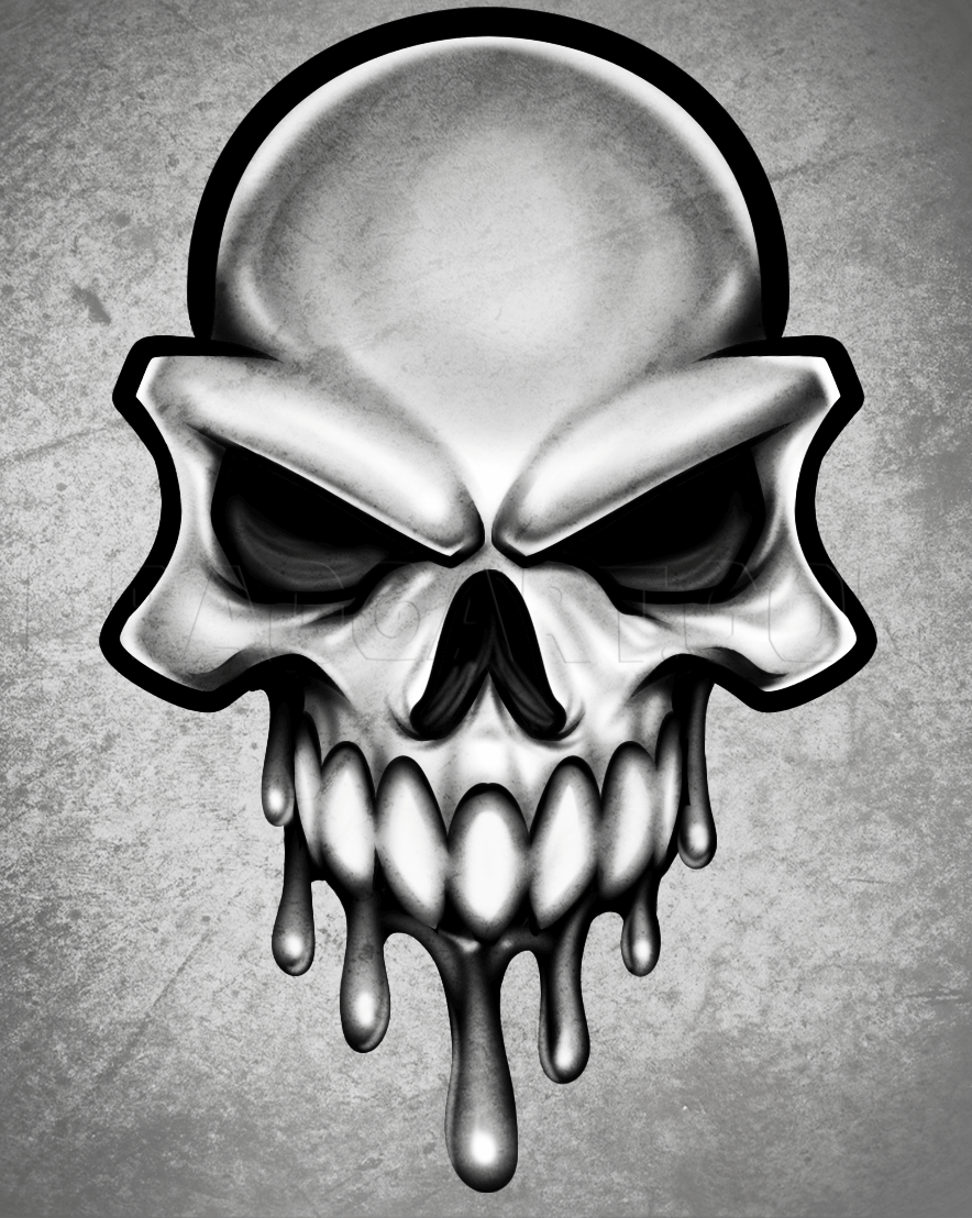 How To Draw A Skull Head Skull Head Tattoo Step By Step Drawing 