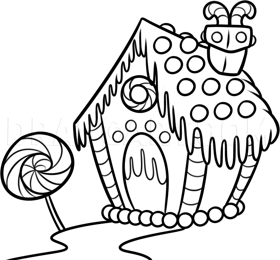 How To Draw A Gingerbread House Coloring Page Trace Drawing