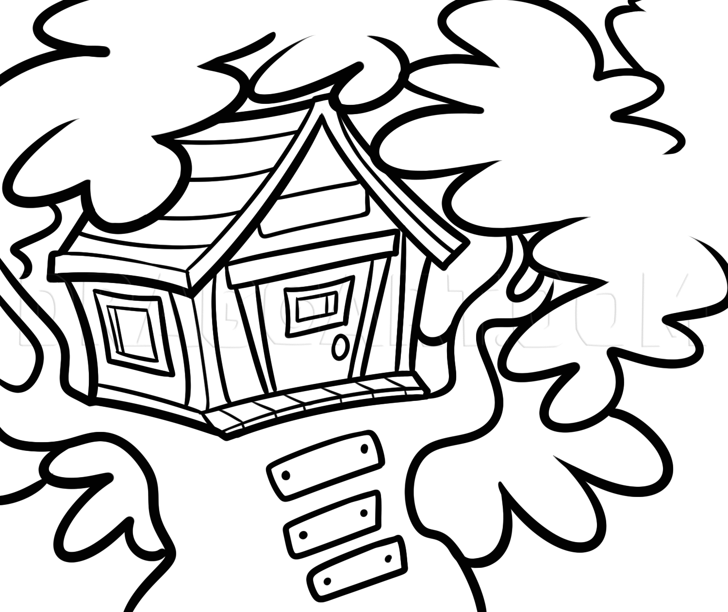How To Draw A Treehouse Coloring Page Trace Drawing