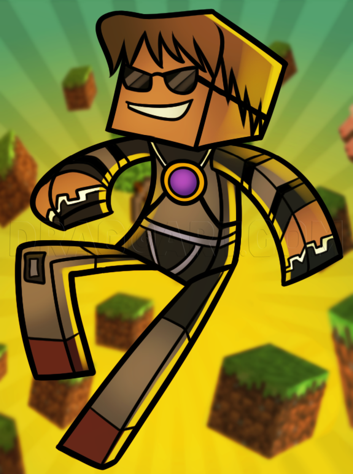 How To Draw Sky Army, Sky From Minecraft, Step by Step, Drawing Guide ...