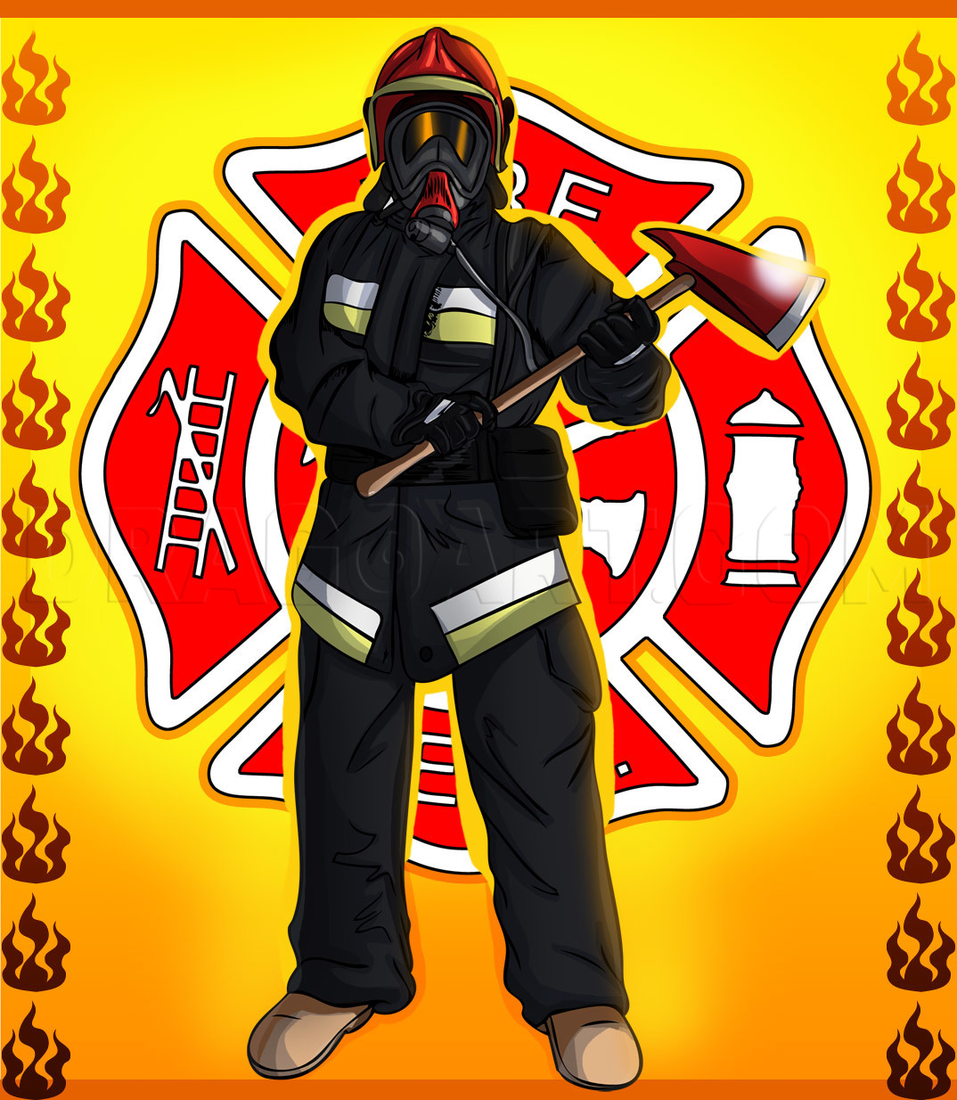 How To Draw A Fireman Firefighter Step By Step Drawing Guide By 