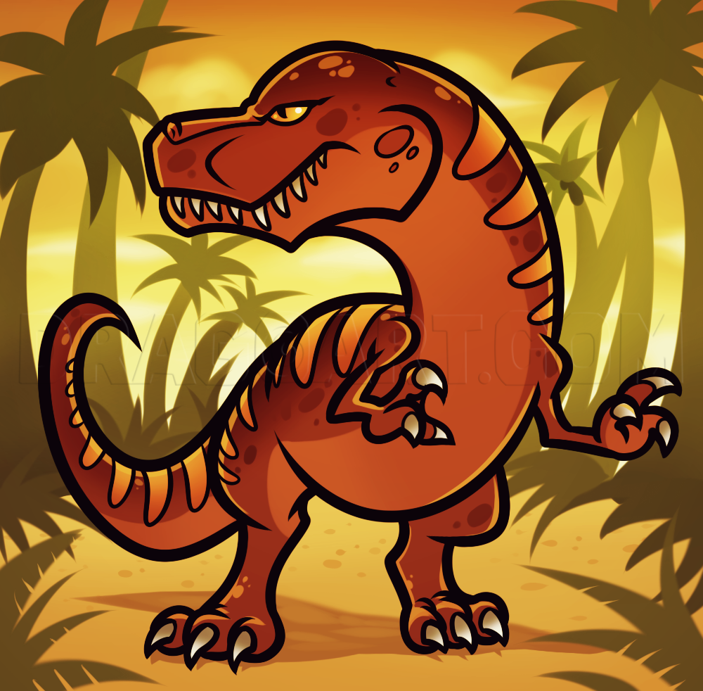 How To Draw A Cartoon Dinosaur Step By Step Drawing Guide By Dawn 