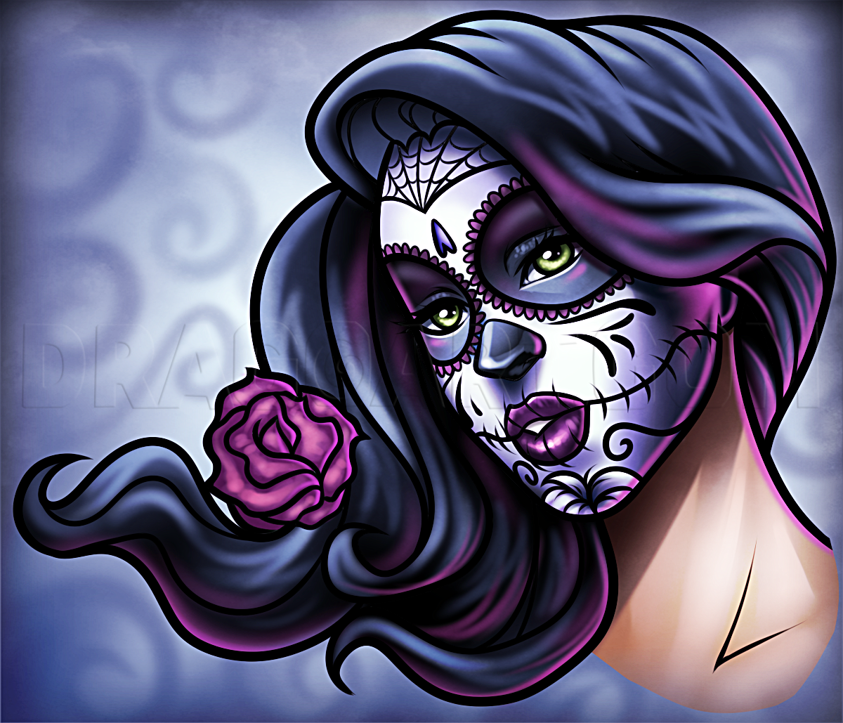 How To Draw Day Of The Dead Face Step By Step Drawing Guide By Dawn 