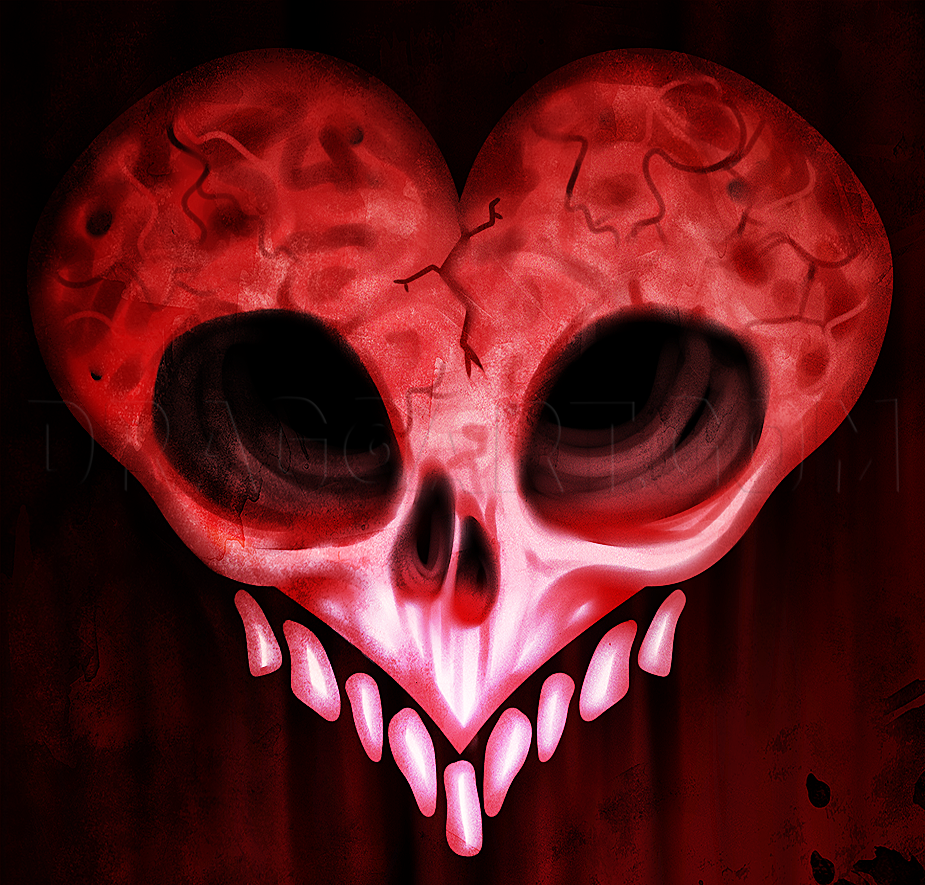 How To Draw A Heart Skull Step By Step Drawing Guide By Dawn 