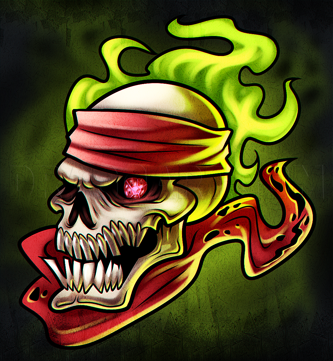 Drawing A Pirate Skull Step By Step Drawing Guide By Dawn DragoArt