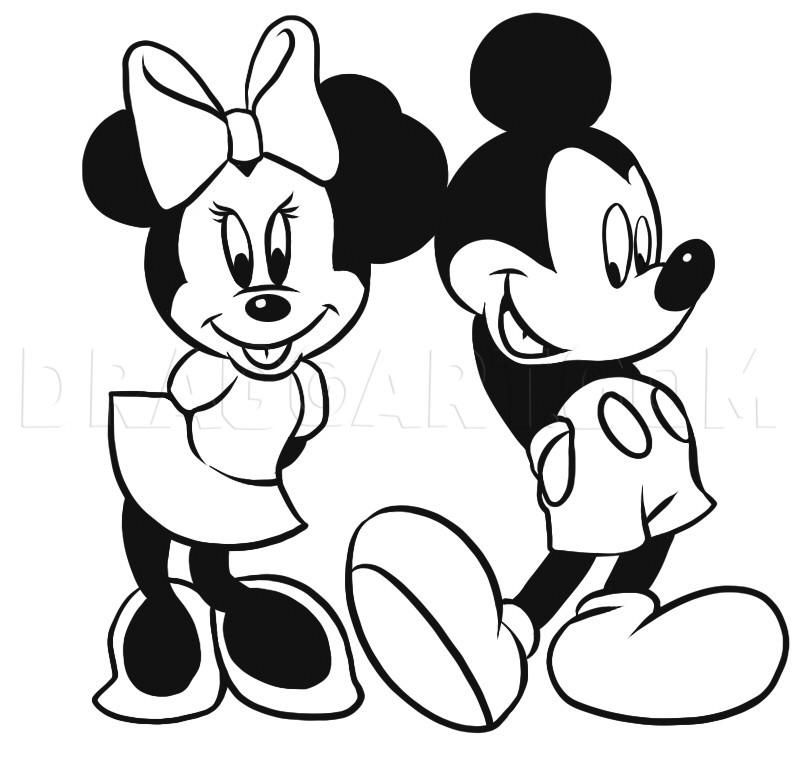 How To Draw Mickey And Minnie Step By Step Drawing Guide By Dawn DragoArt