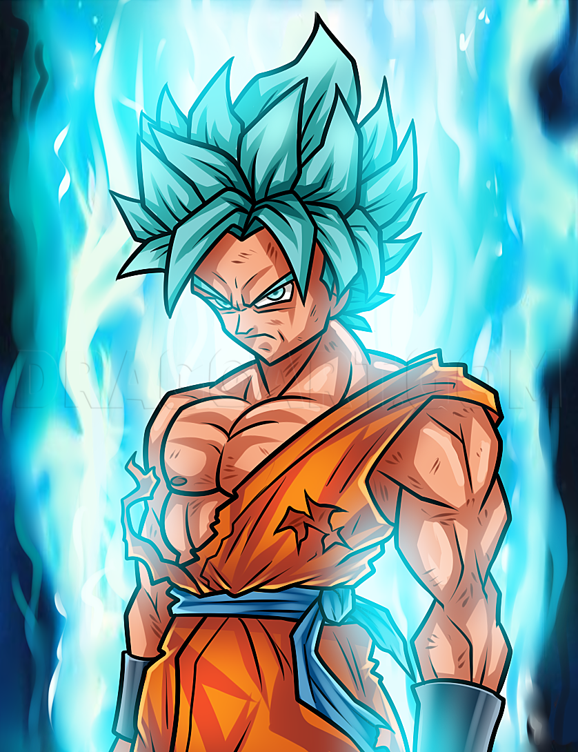 Drawing Super Saiyan Blue Goku Step By Step Step By Step Drawing