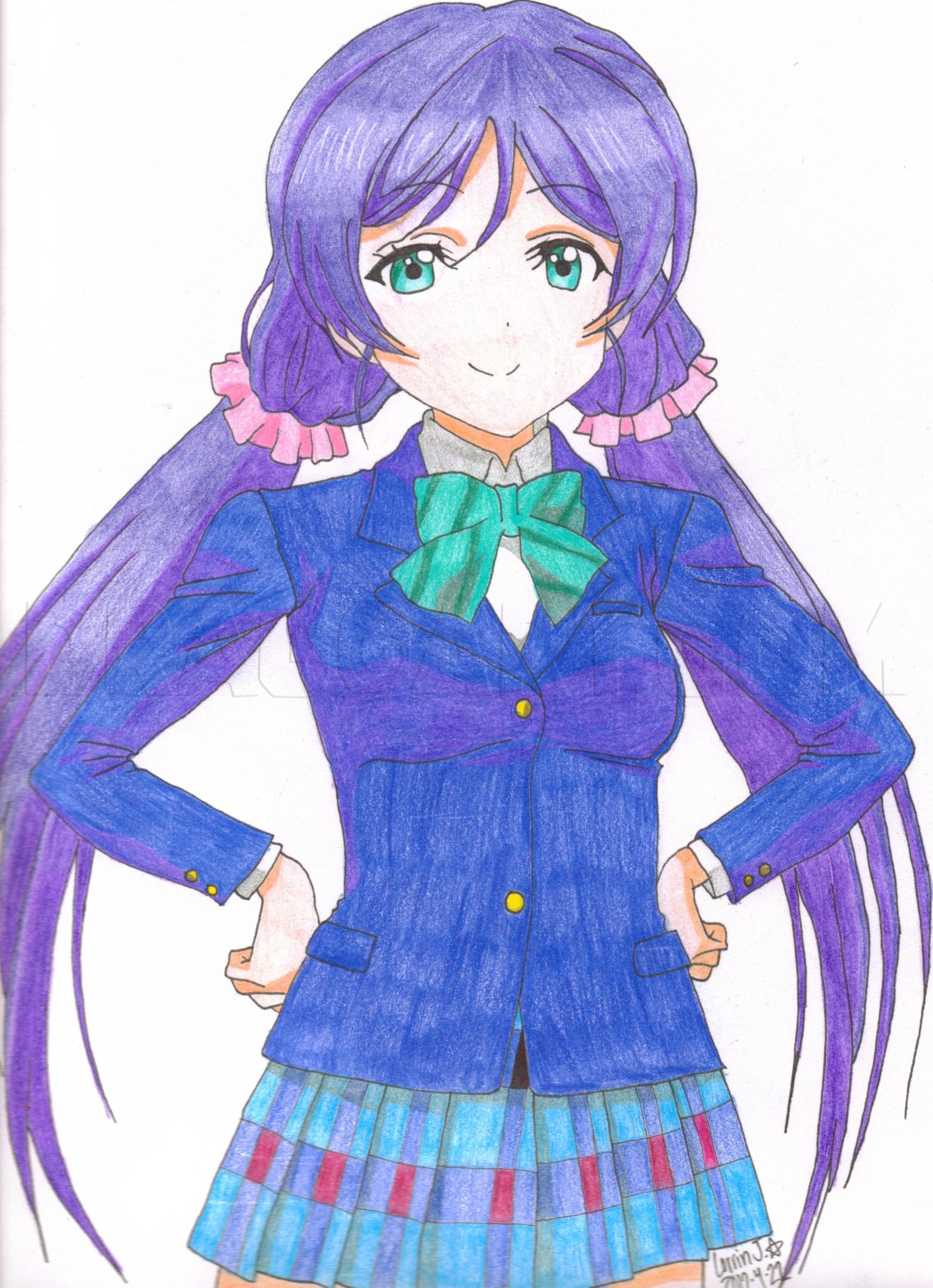 How To Draw Nozomi Tojo, Love Live School Idol Project, Step by Step ...