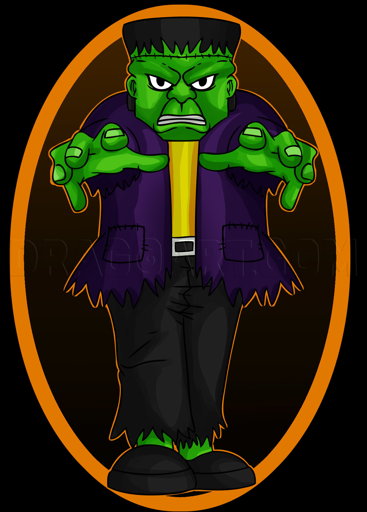 How To Draw A Cartoon Frankenstein Step By Step Drawing Guide By