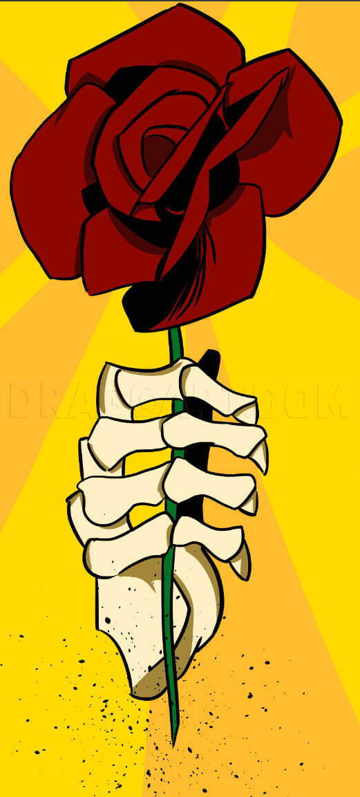 Skeleton Hand And Rose Art Tutorial, Step by Step, Drawing Guide, by ...