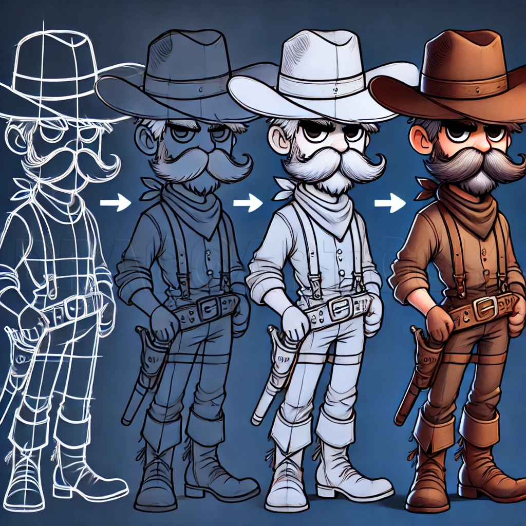 Wrangle Up Your Own Cartoon Cowboy – A Wild West Drawing Bonza, Drawing ...