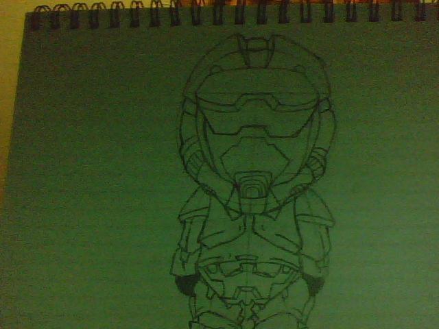 Chibi Master Chief Drawing by AlzDaWolf - DragoArt