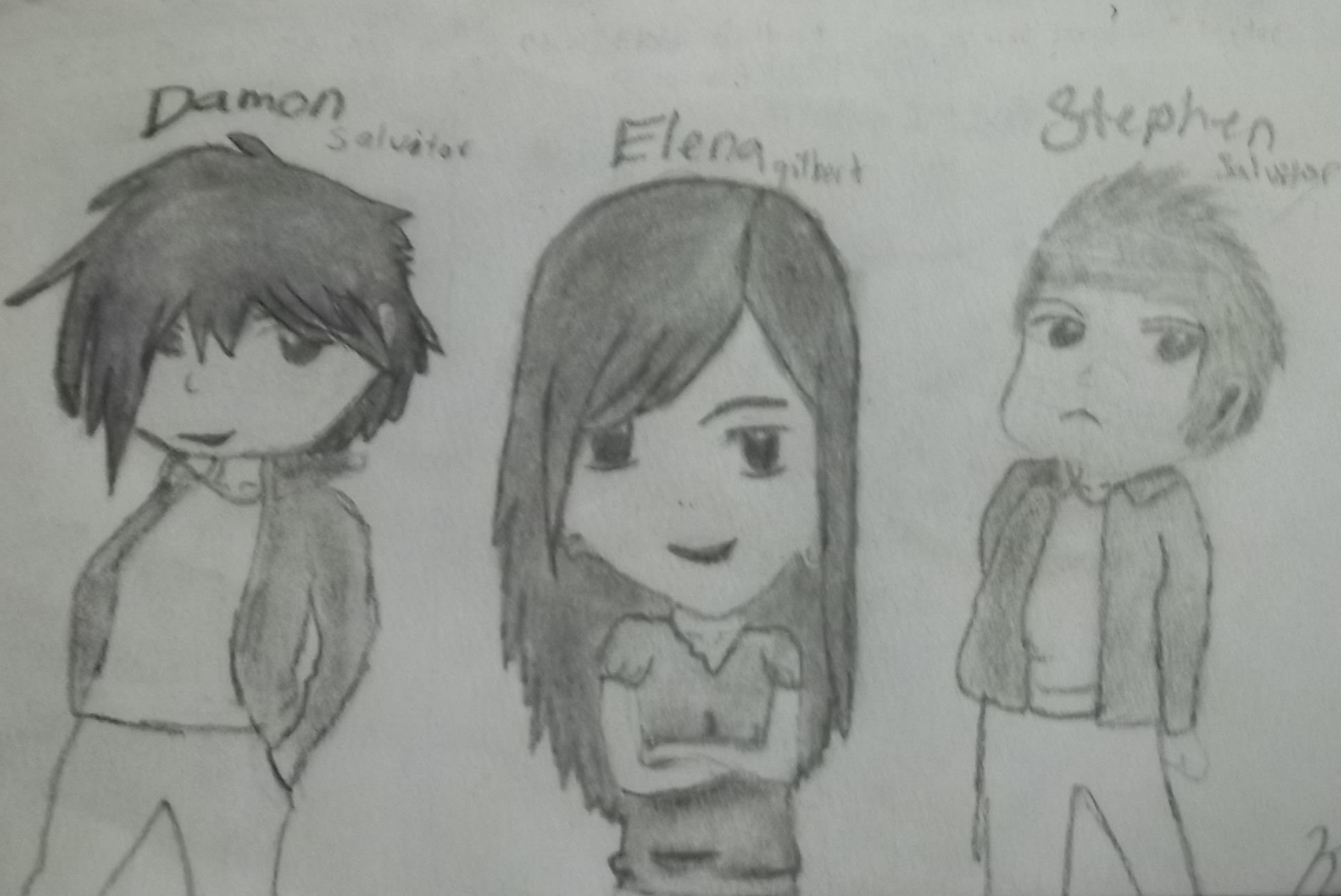 Chibi Damon,stephen And Elena Drawing by drusillia123 - DragoArt