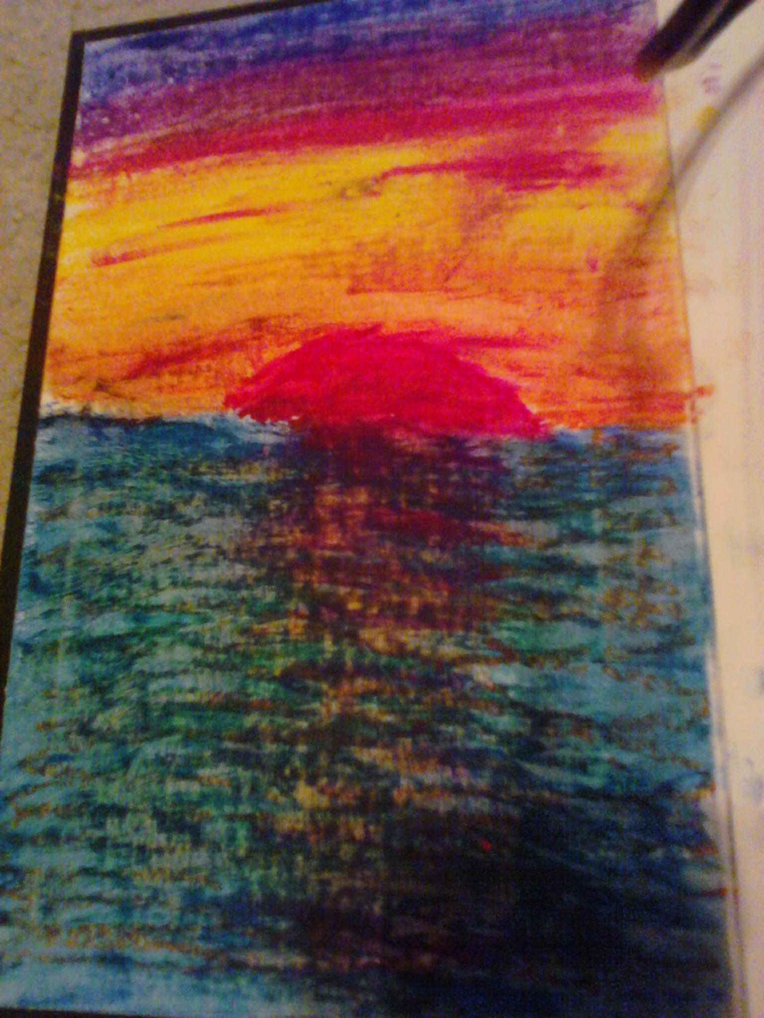 Oil Pastel Sunset Drawing by FaithEvermore - DragoArt