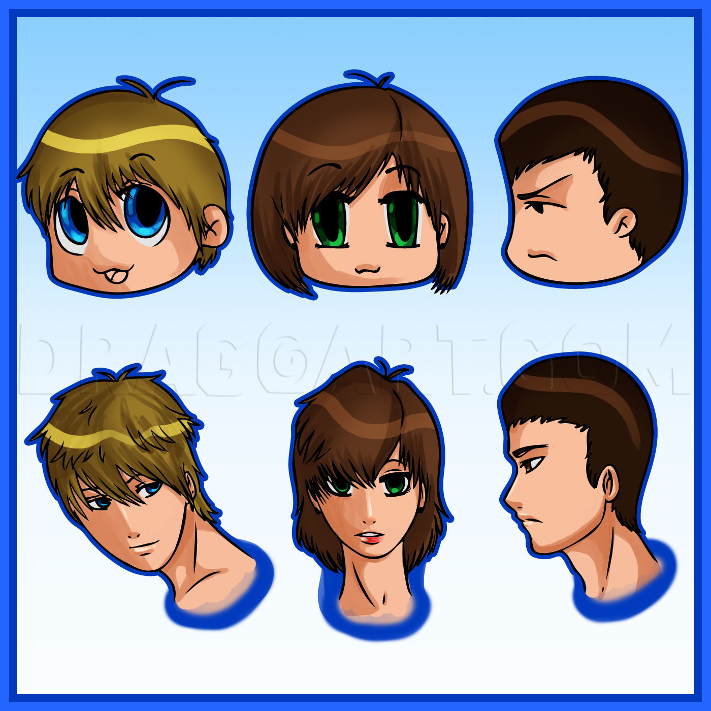 How To Draw Chibi Faces Step By Step Drawing Guide By Dawn DragoArt