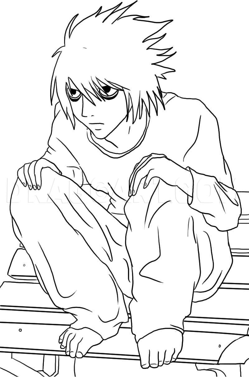How To Draw L Lawliet From Death Note Step By Step Drawing Guide By