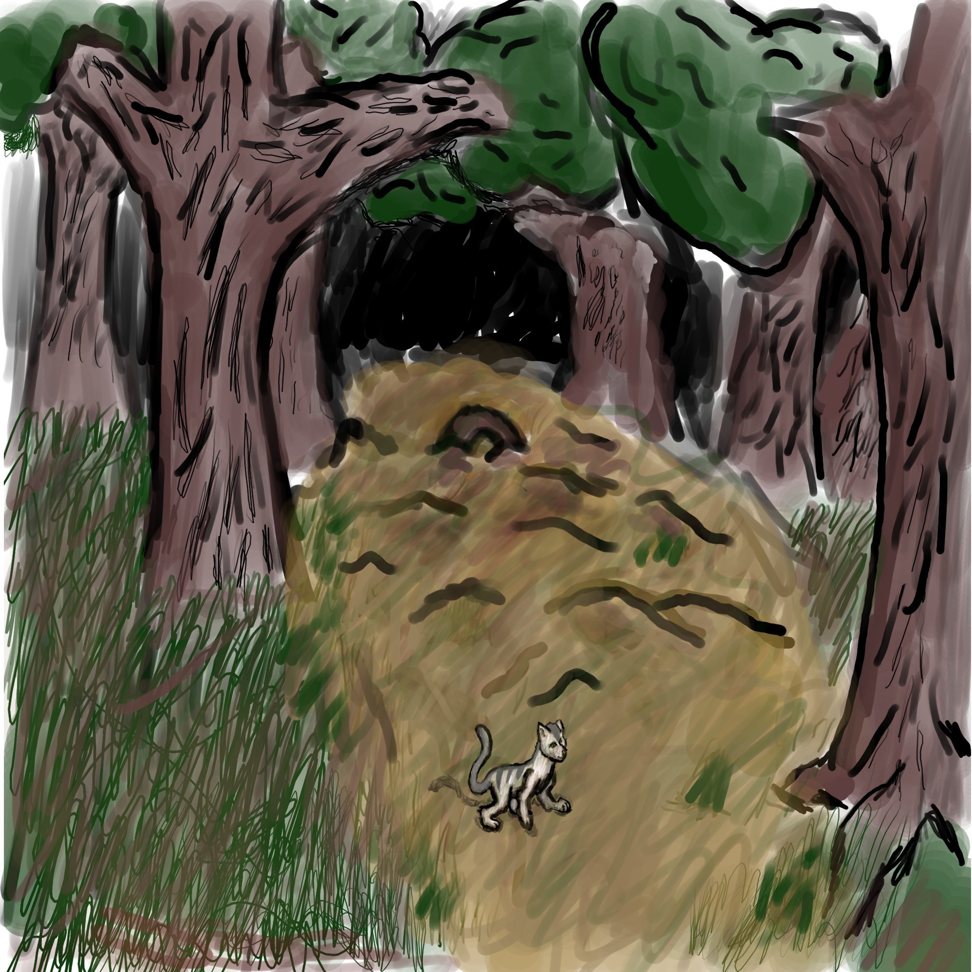 Cat In The Forest Drawing by jul0798 - DragoArt