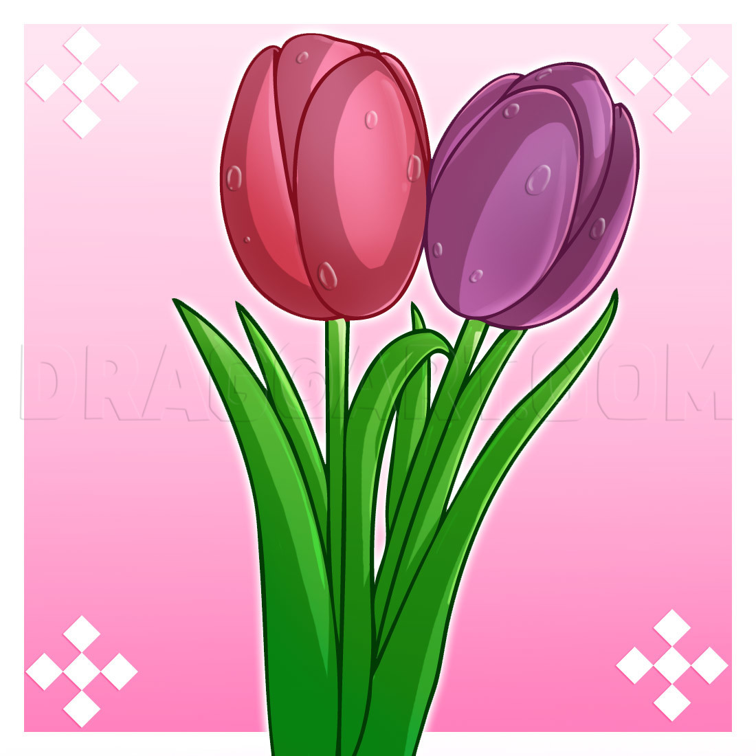 How To Draw Tulips Step By Step Drawing Guide By Dawn DragoArt