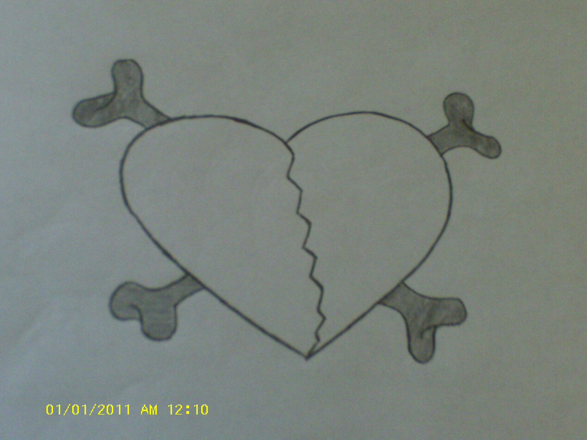 Cross Bone Heart Drawing by TeamAlexander - DragoArt