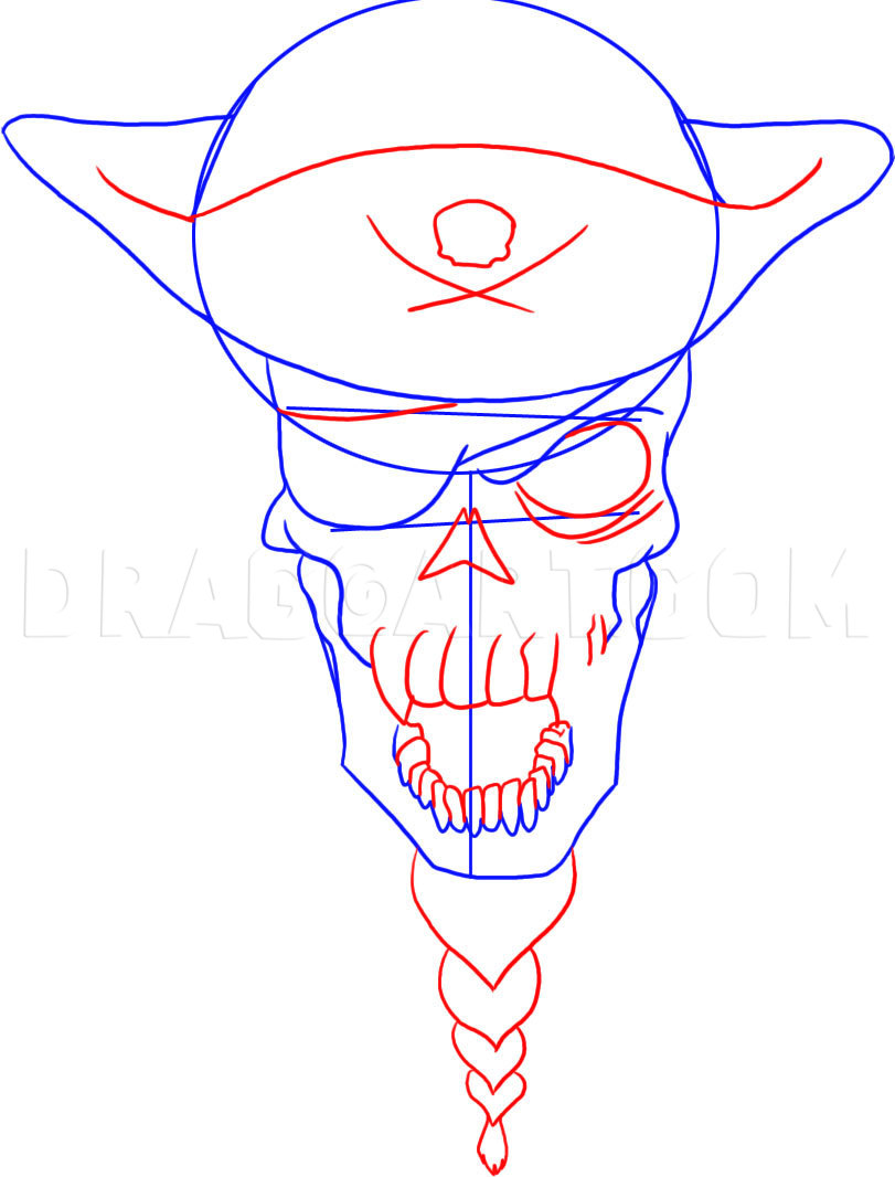 How To Draw A Pirate Skull Step By Step Drawing Guide By Dawn DragoArt