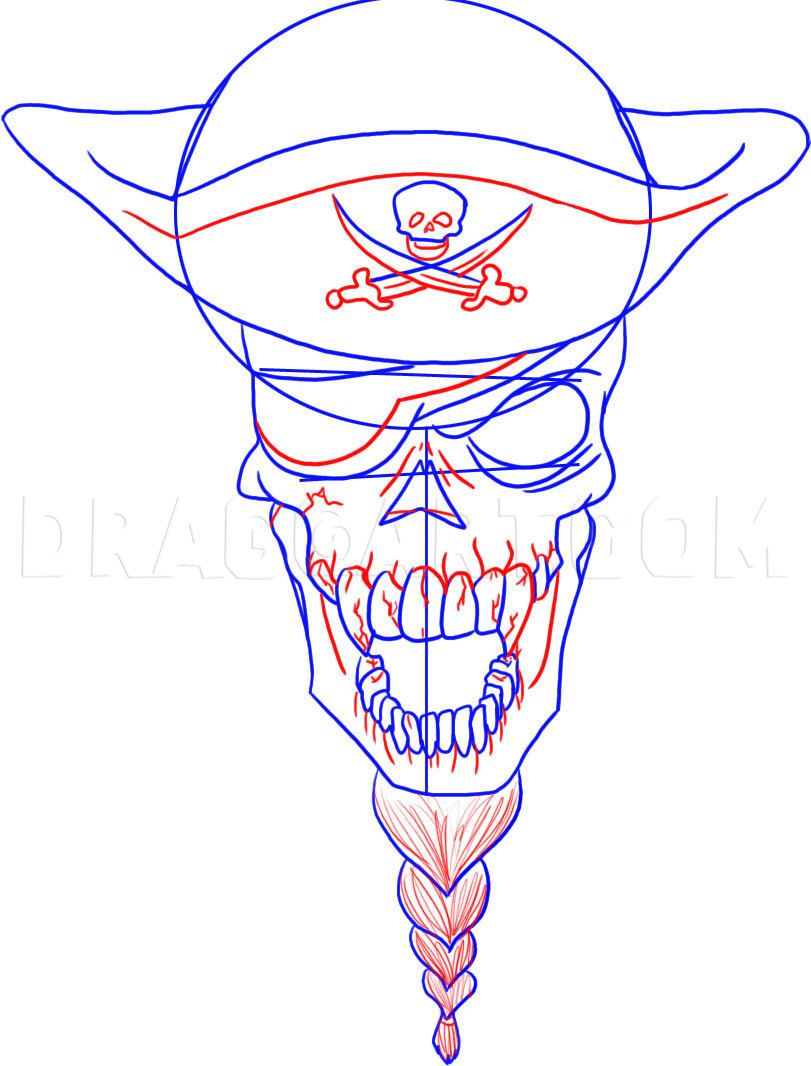 How To Draw A Pirate Skull Step By Step Drawing Guide By Dawn DragoArt