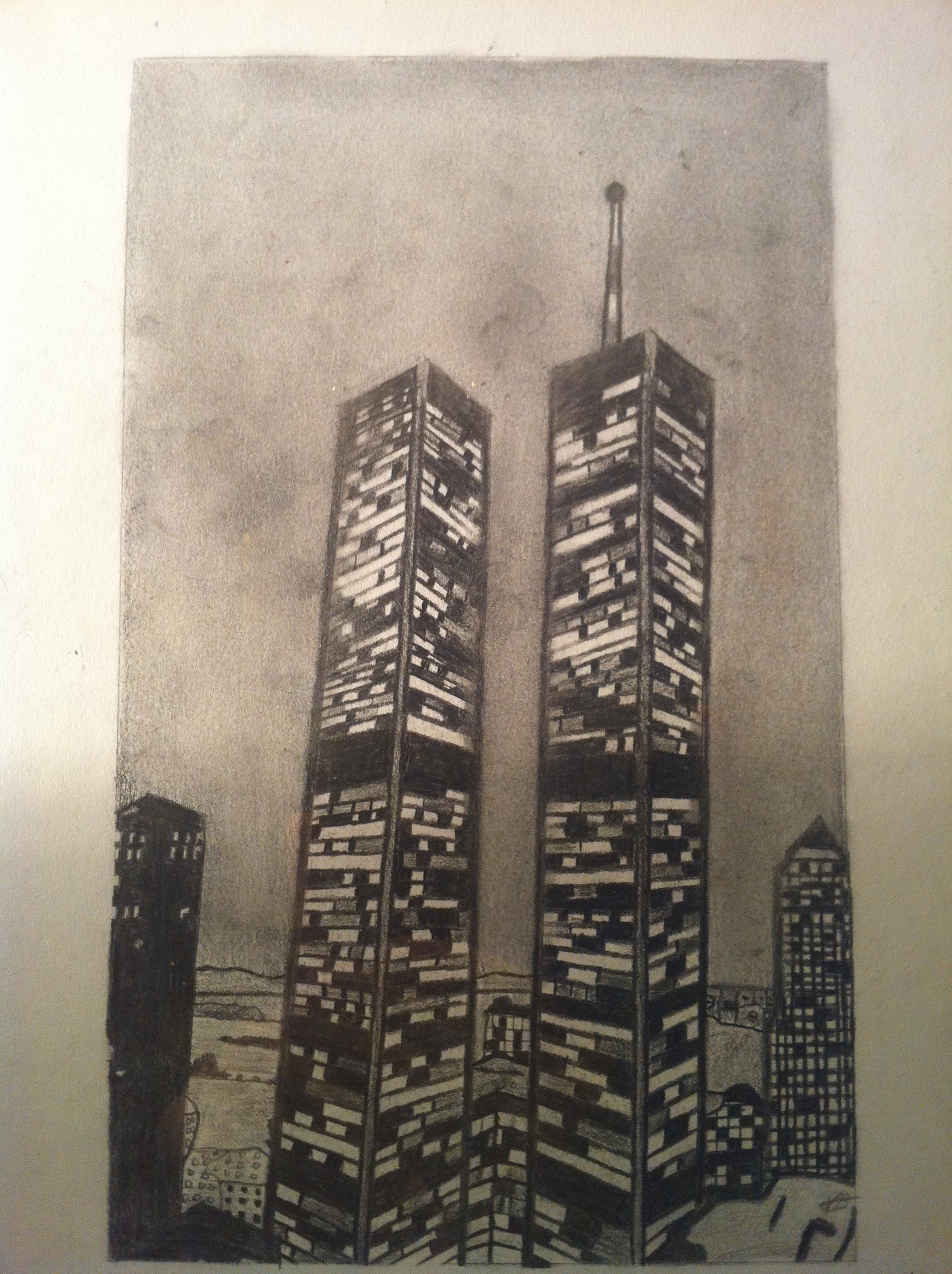 The Twins Towers Drawing by HAMPTON - DragoArt