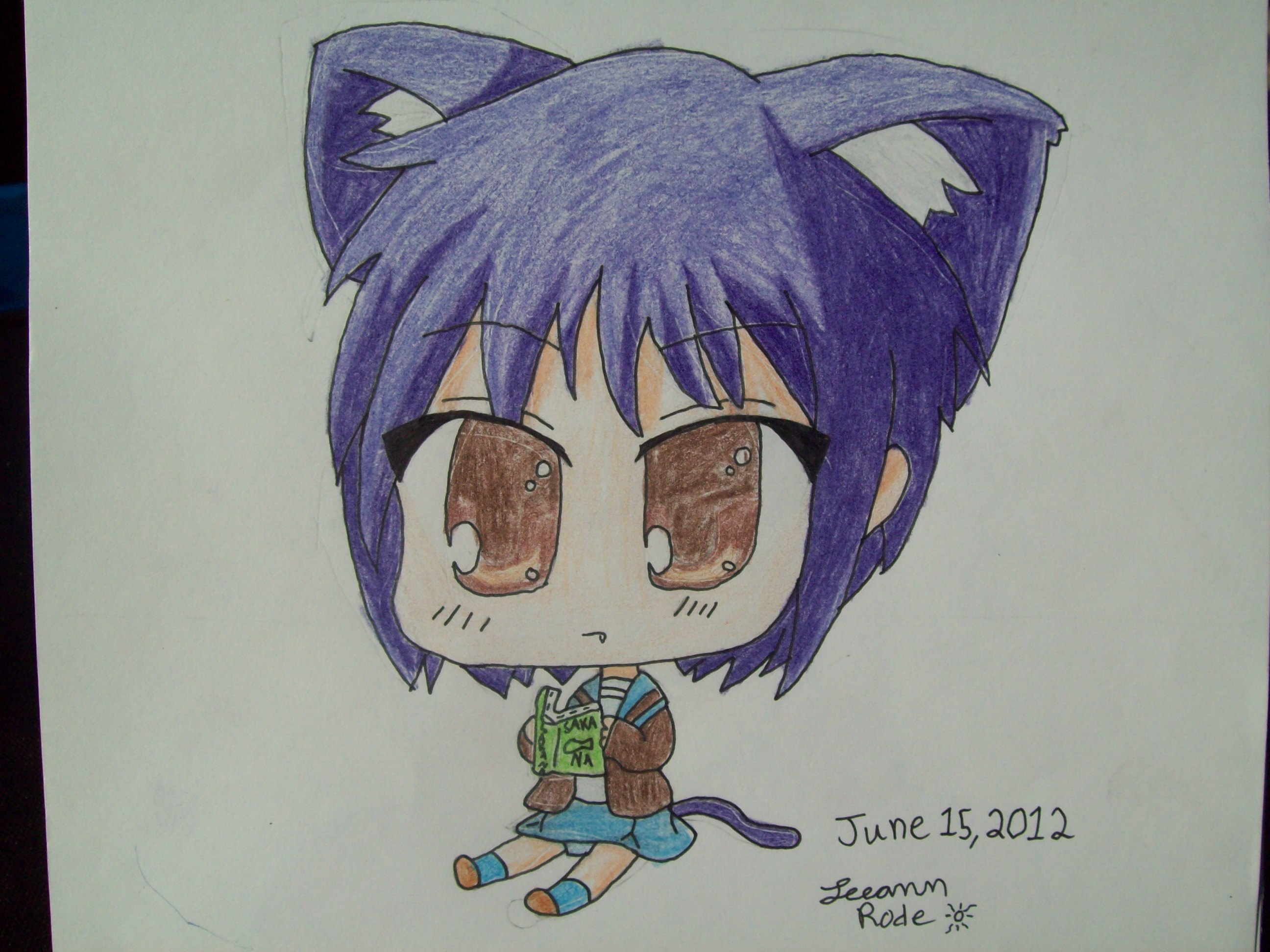 Chibi Cat Girl Reading About Sakana Drawing by HinataIsShy - DragoArt