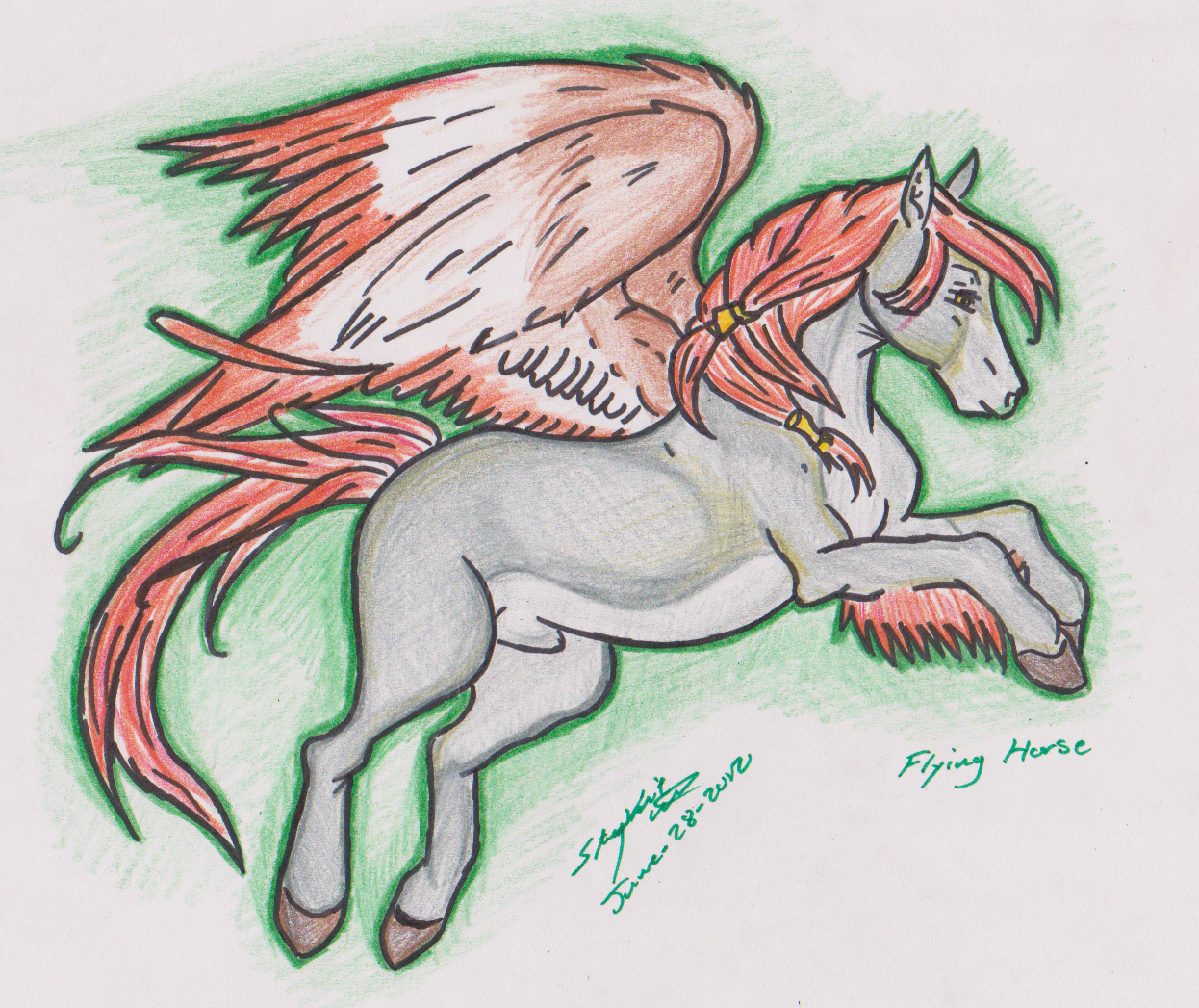 Flying Horse Drawing by StephanieCardona - DragoArt