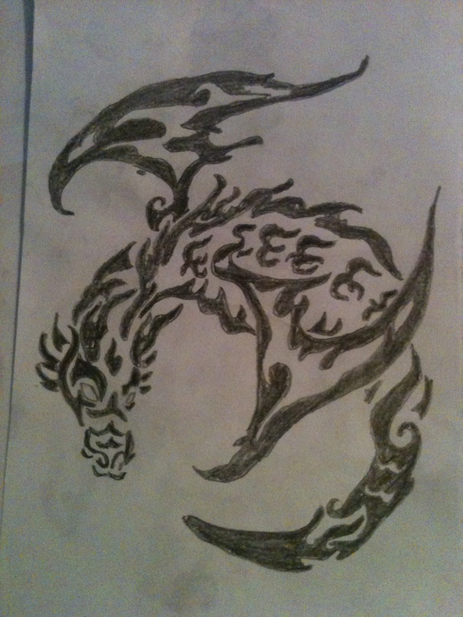 Tribal Dragon Drawing by retrokevin - DragoArt