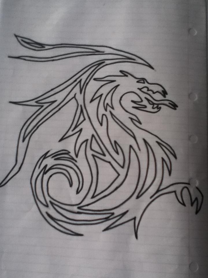 Tribal Art Dragon Drawing by zeoxowner - DragoArt