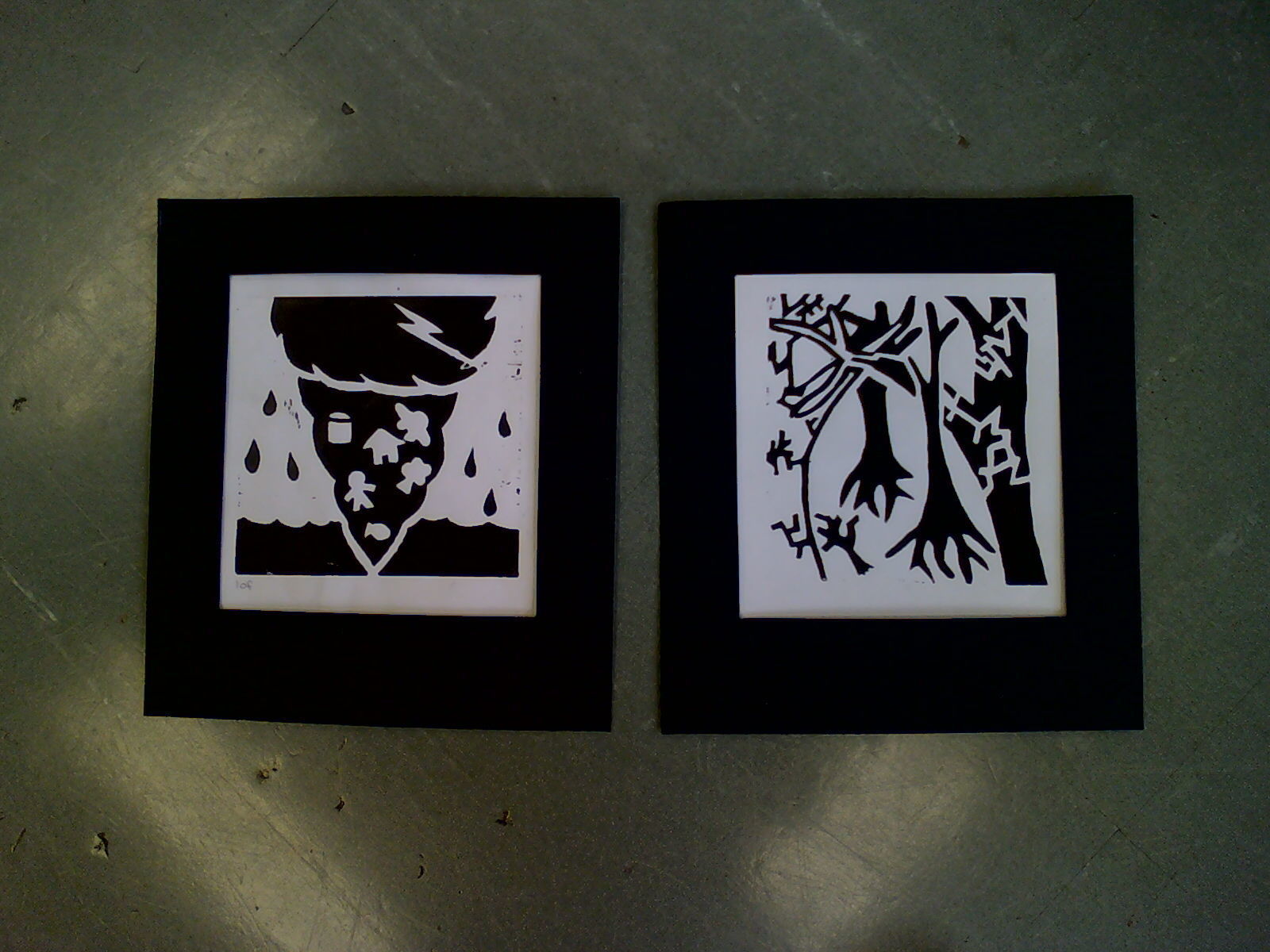 Natural Disasters Lino Print (flooding, Fire And Tornado) Drawing by ...