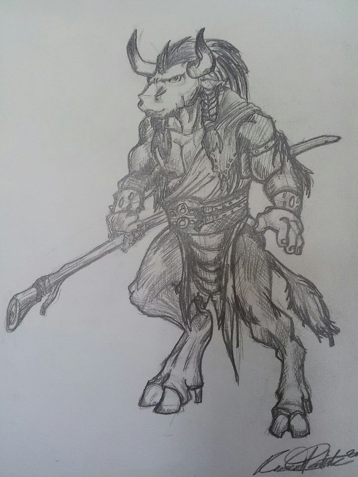 Minotaur Profile Drawing by Ronikat - DragoArt