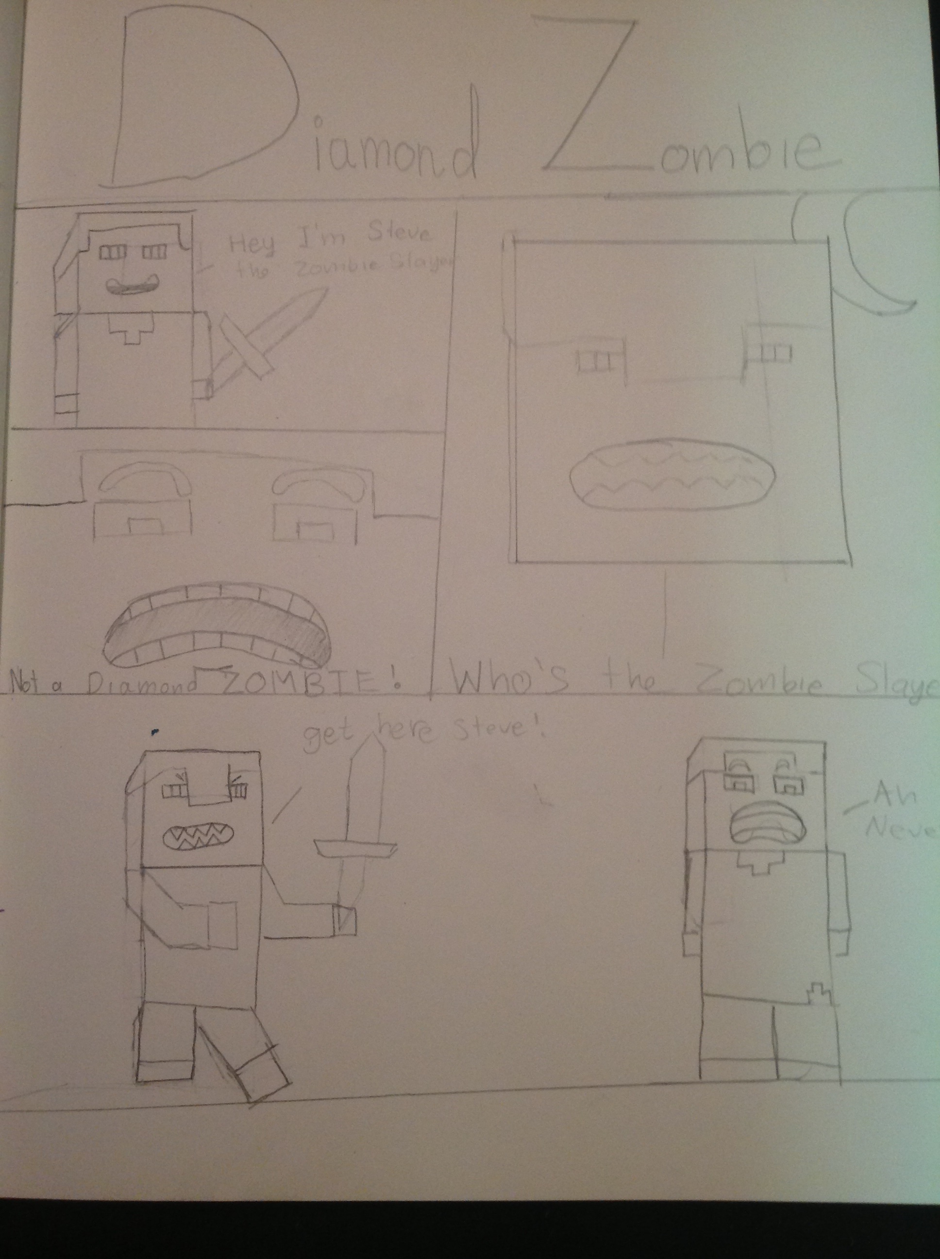 Minecraft Diamond Zombie Unfinished Drawing by James68088 - DragoArt