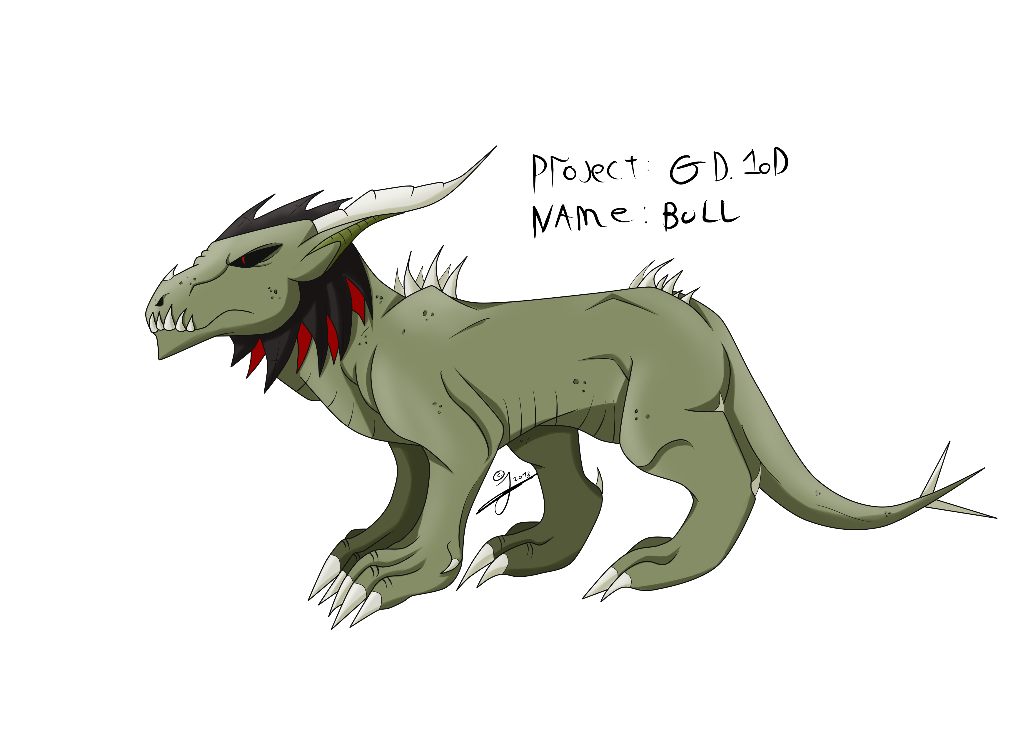 Bull A Mix Of Dragon And Bulldog Drawing by hondini - DragoArt