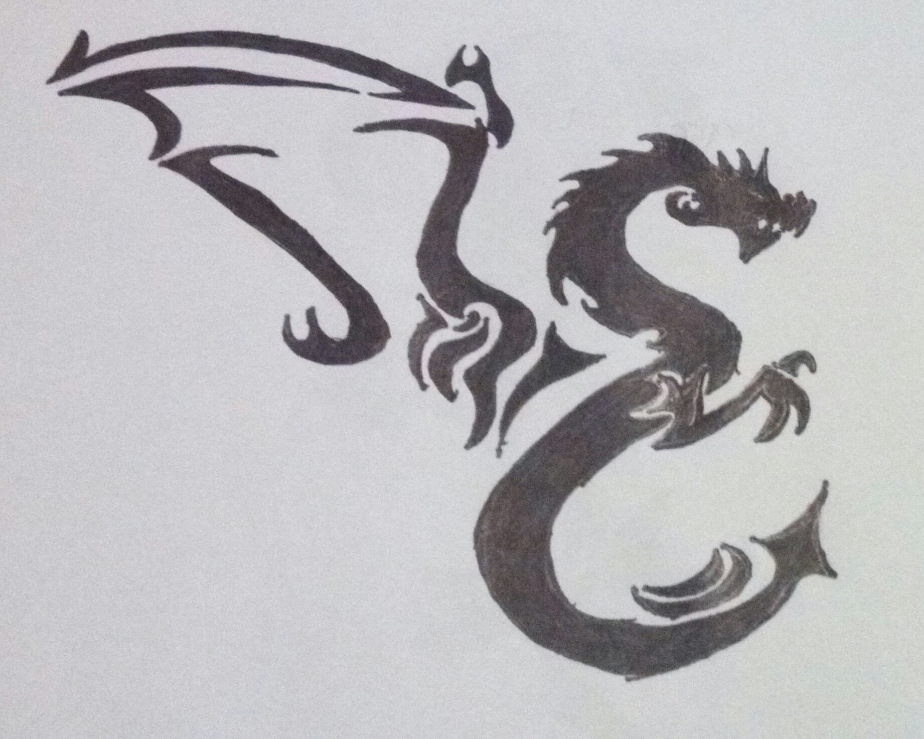 Tribal Dragon Drawing by dragonlovingtigergirl - DragoArt