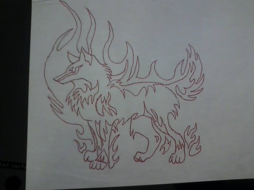 Tribal Fire Wolf Drawing by jamskatinggirl12 - DragoArt