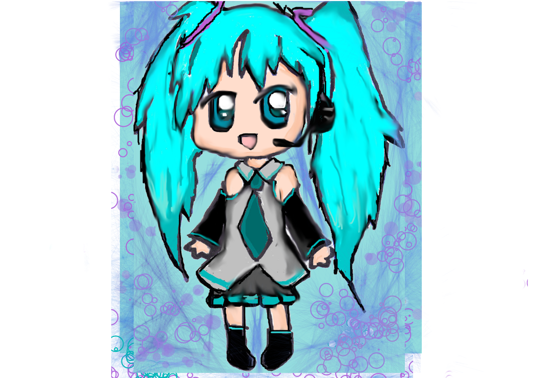 Chibi Miku Drawing by Artsyglitterkitty - DragoArt