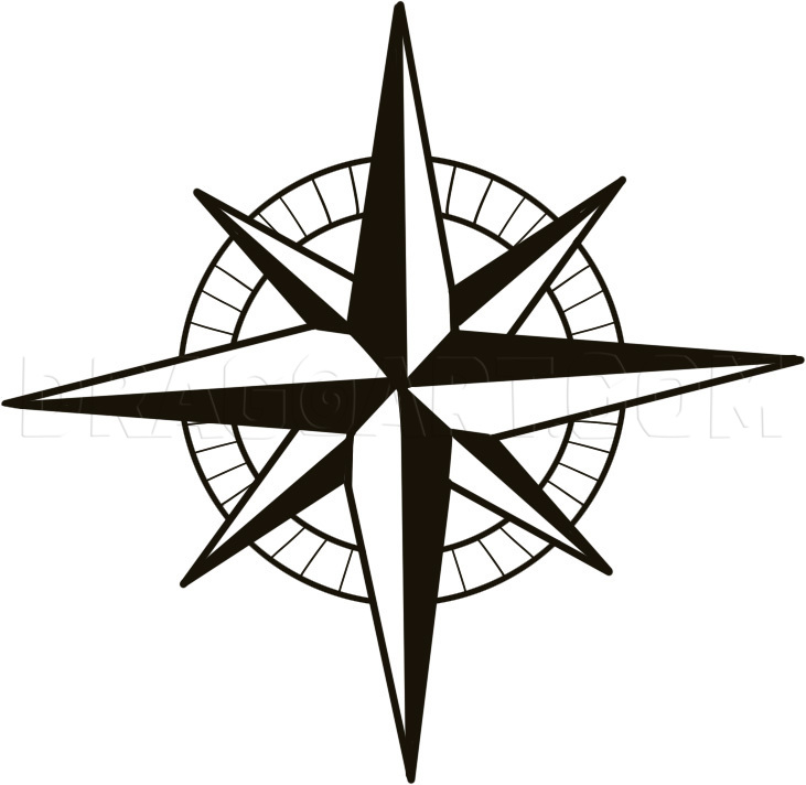 How To Draw A Compass Compass Rose Step By Step Drawing Guide By Dawn DragoArt
