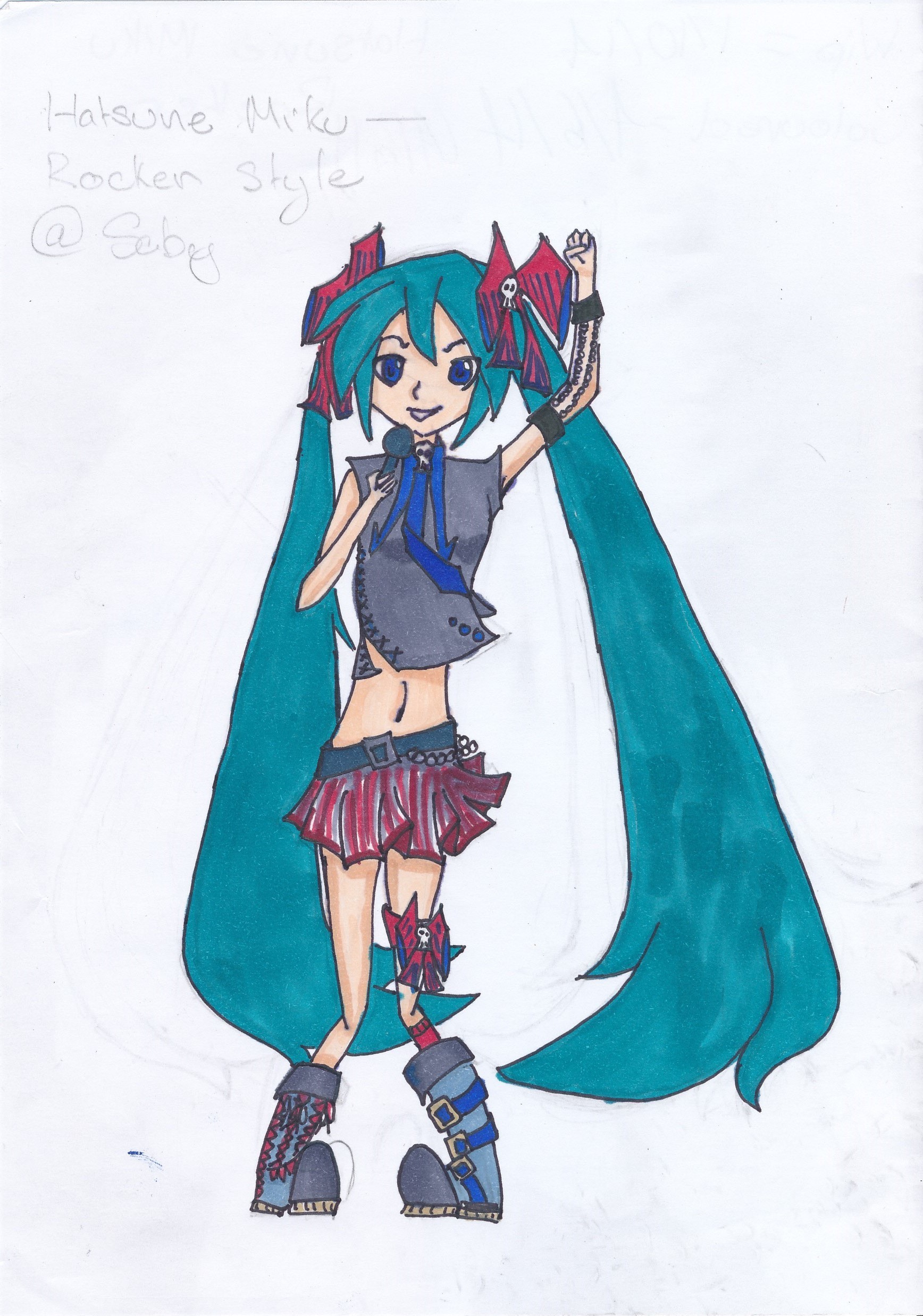 Rocker Hatsune Miku Drawing by Geocomm - DragoArt