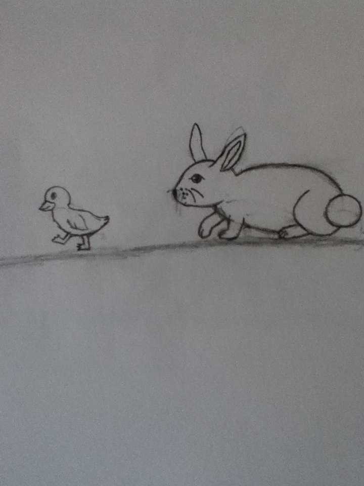 A Rabbit And A Duck Drawing by Anime_Fan_4_Life - DragoArt