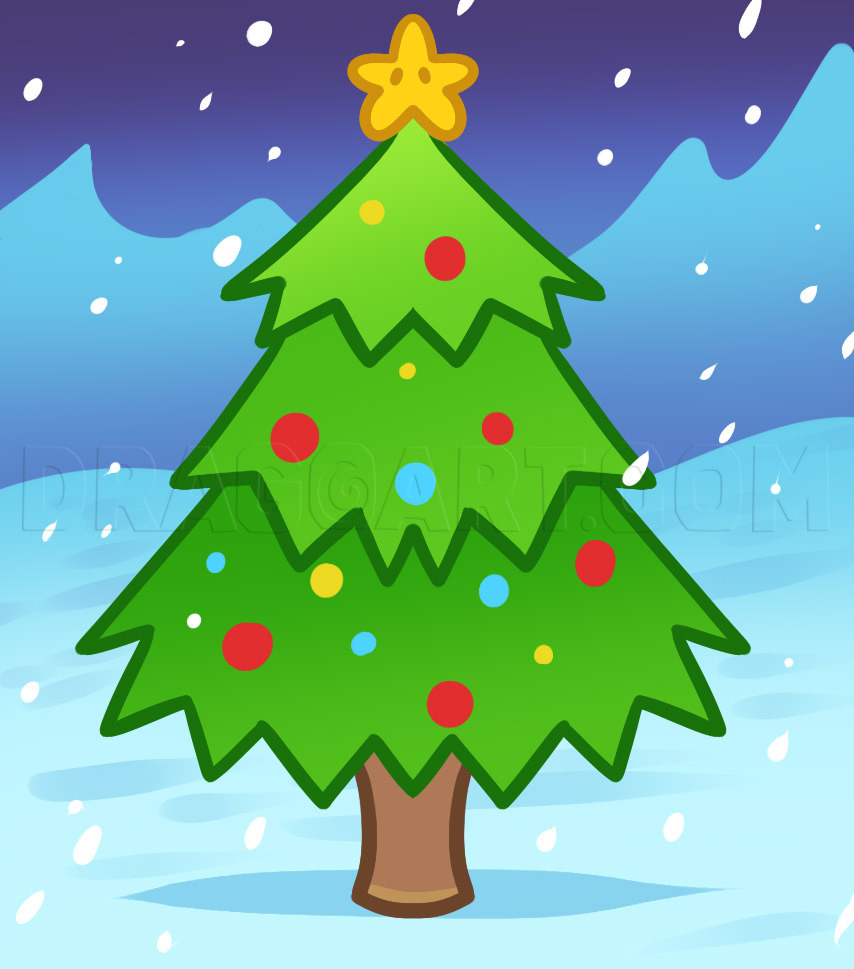 How To Draw A Christmas Tree For Kids Step By Step Drawing Guide By